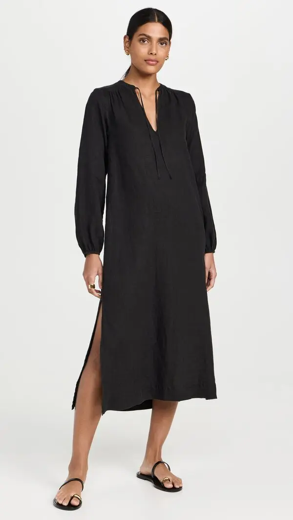 chinese dress ladies Linen Halter Dress - Black