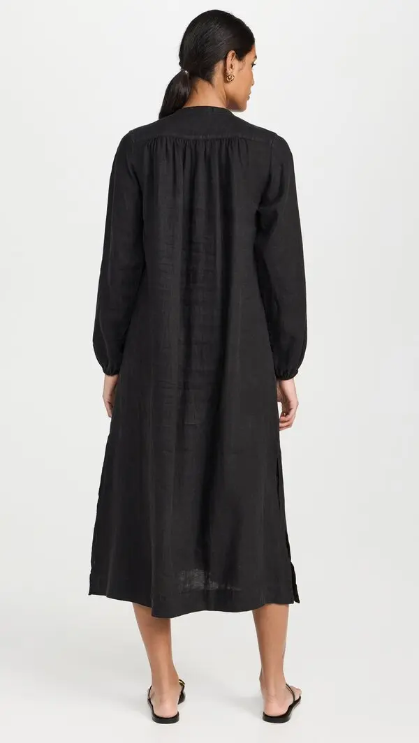 knee length dresses for ladies Linen Oversized Shirt - Black main image 0