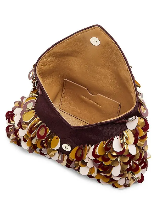Dries Van Noten Paillettes Leather Shoulder Bag