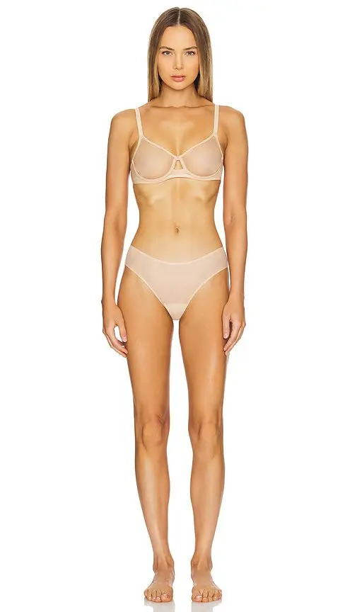 Commando Chic Mesh Thong - Beige