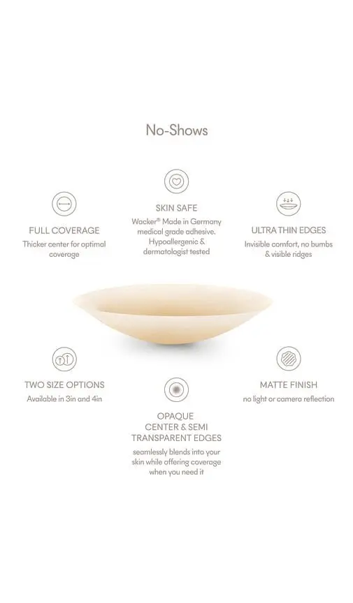 NOOD No-show Reusable Round Nipple Covers 3 Inch In Tan - No. 5