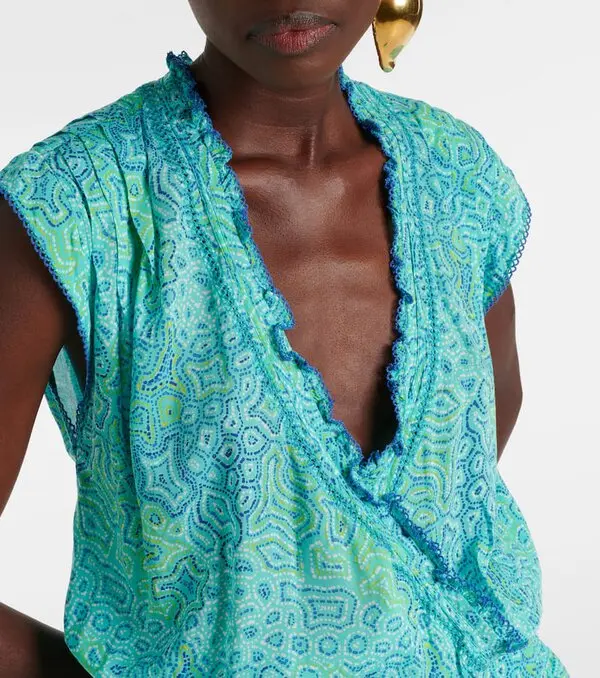 Poupette St Barth Estelle Printed Ruffled Minidress - Blue