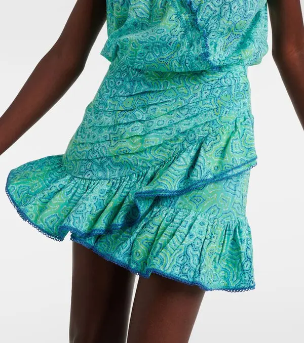 Poupette St Barth Estelle Printed Ruffled Minidress - Blue