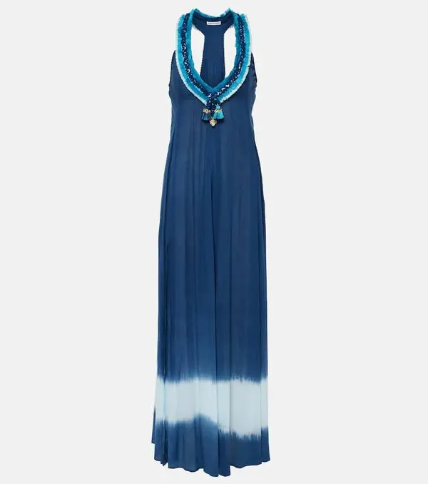 Poupette St Barth Nava Floral Maxi Dress - Blue