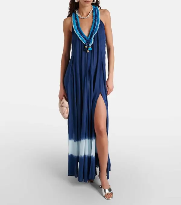 Poupette St Barth Nava Floral Maxi Dress - Blue
