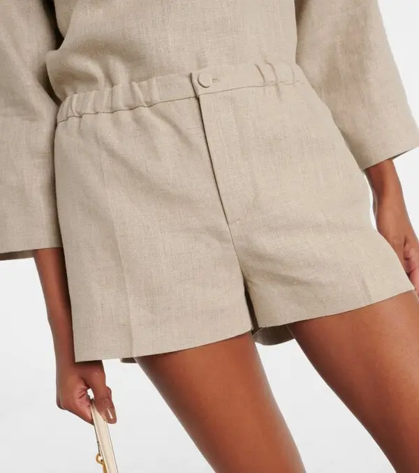 Valentino Garavani Linen Canvas Shorts - Beige