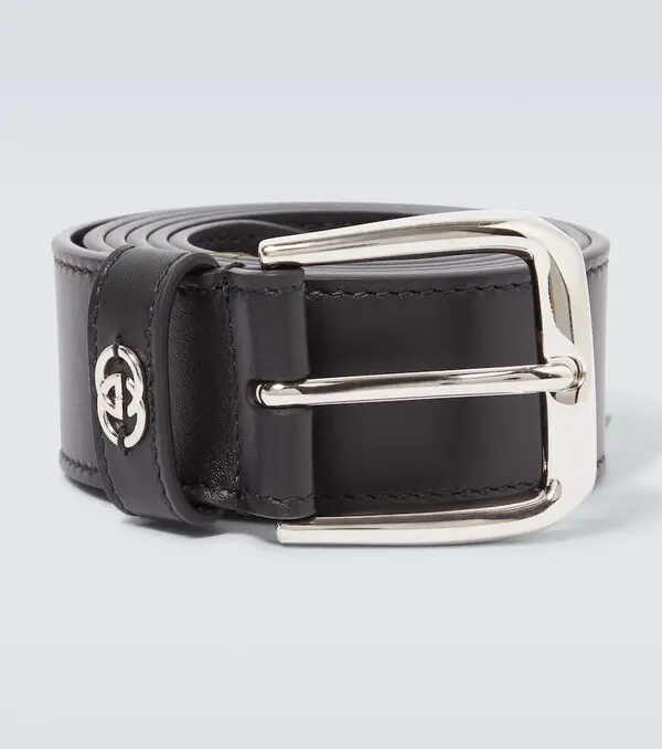 Gucci Gg Leather Belt - Black