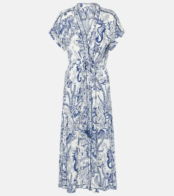 Poupette St Barth Mya Floral Shirt Dress - Blue
