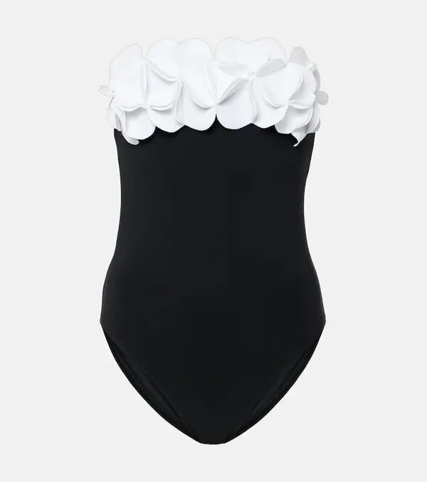 KARLA COLLETTO Tess Floral-appliqué Swimsuit - Black