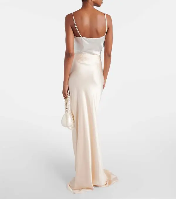 THE SEI Silk Satin Maxi Skirt - White