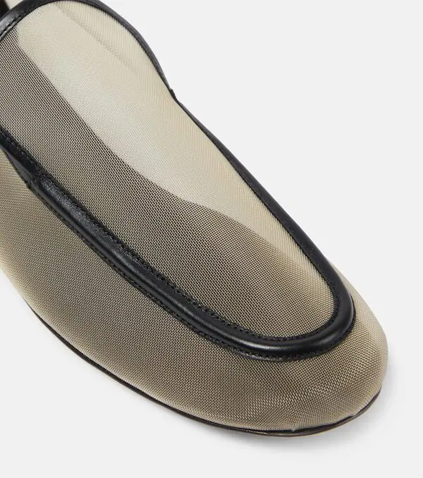 Khaite Alessia Leather-trimmed Mesh Loafers - Neutrals