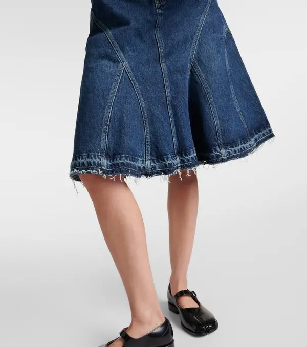 RE/DONE Pleated Denim Midi Skirt