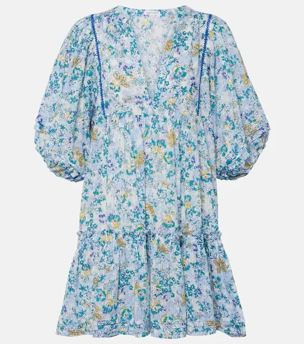 Poupette St Barth Aria Floral Minidress - Blue