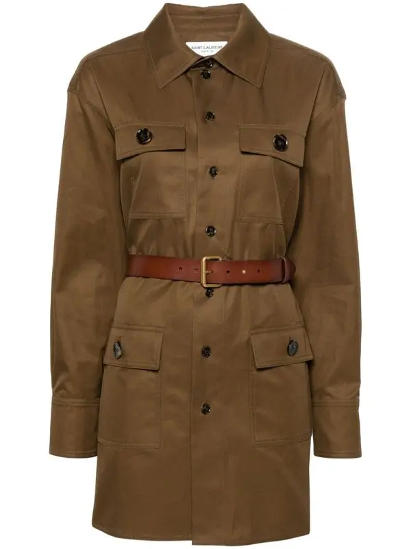 Saint Laurent Saharienne Belted Shirt - Brown