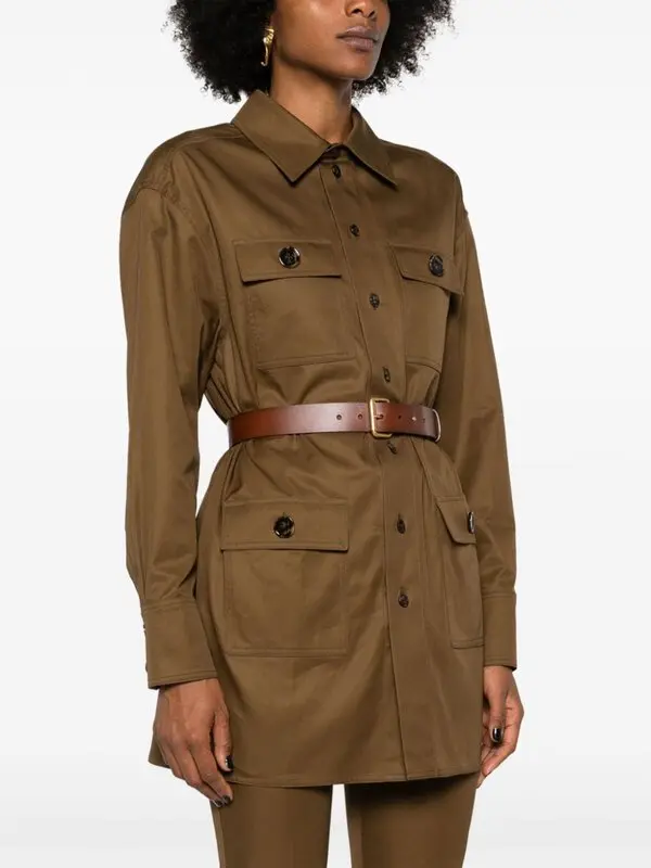 Saint Laurent Saharienne Belted Shirt - Brown