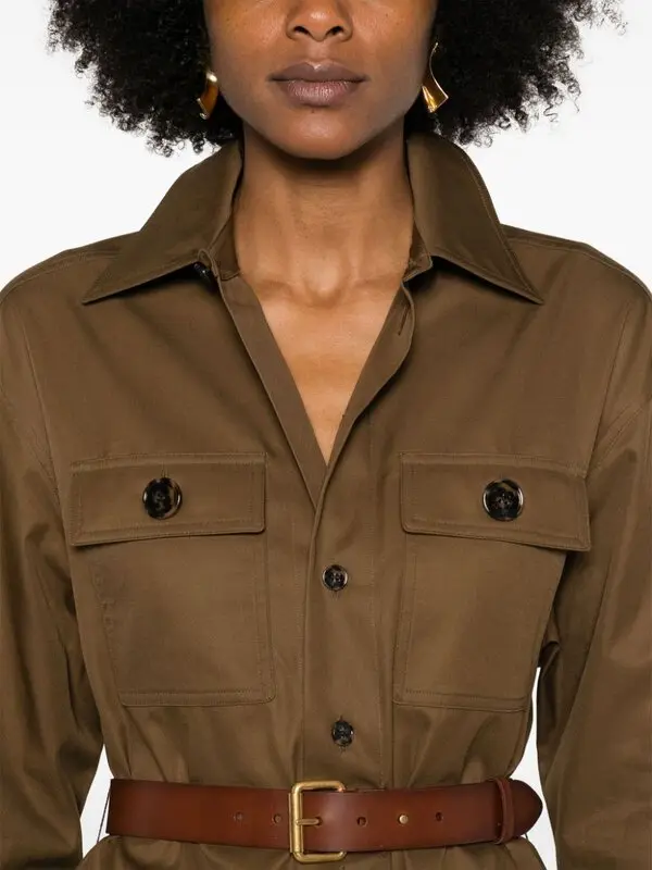 Saint Laurent Saharienne Belted Shirt - Brown