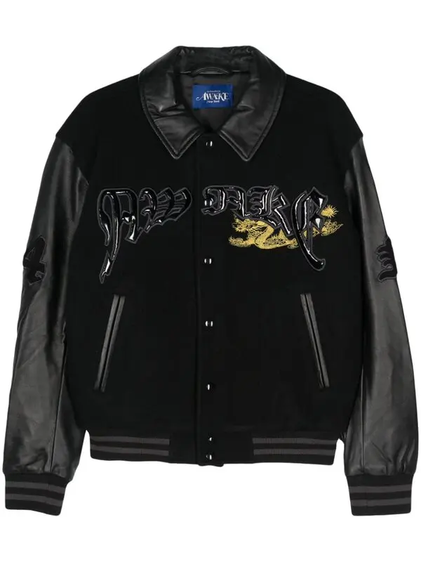 AWAKE NY Dragon-embroidery Bomber Jacket - Black
