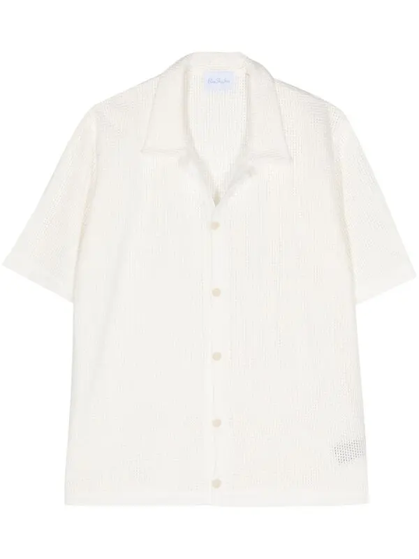 BLUE SKY INN Waffle-pattern Bowling Shirt