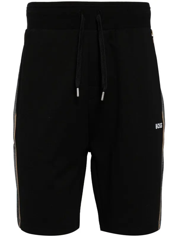 BOSS Side-stripe Logo-embroidered Track Shorts - Black
