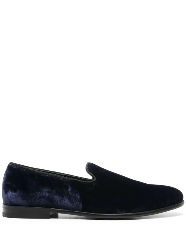 DOUCAL'S Almond-toe Velvet Loafers - Blue
