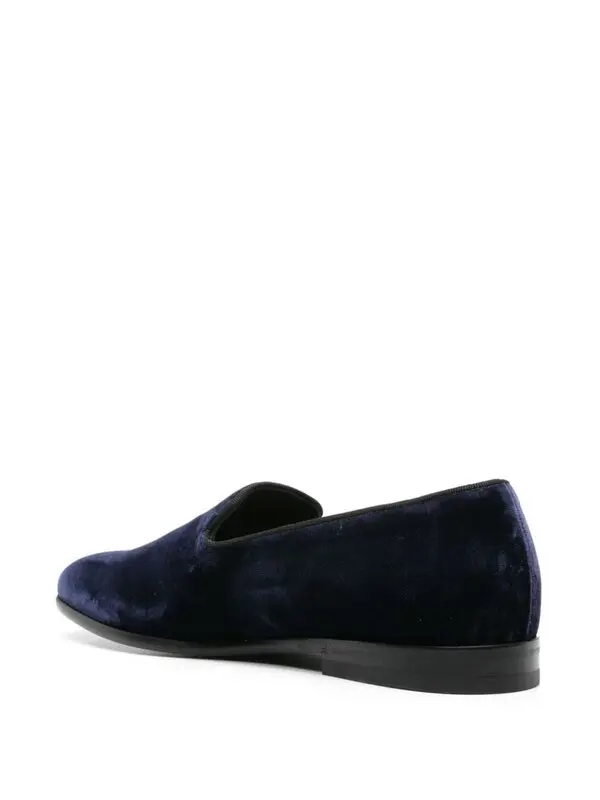 DOUCAL'S Almond-toe Velvet Loafers - Blue