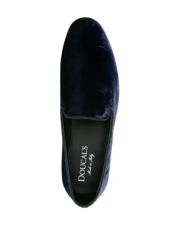 DOUCAL'S Almond-toe Velvet Loafers - Blue