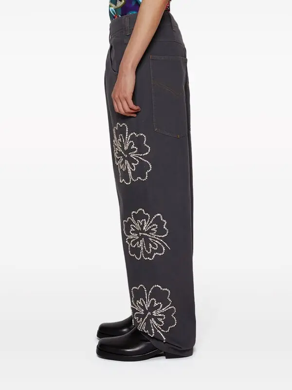 BLUEMARBLE Hibiscus Embroidered Straight Leg Jeans