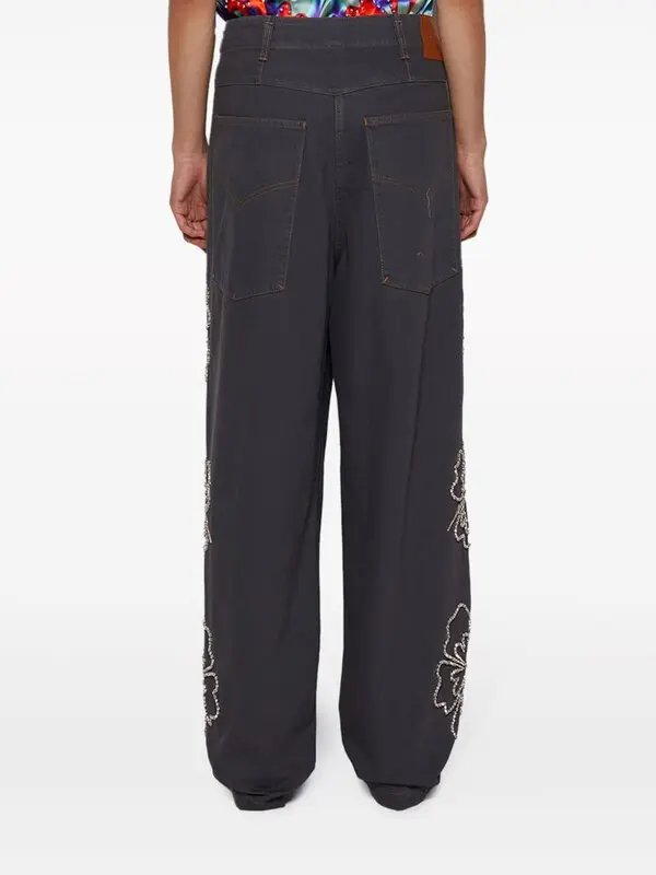 BLUEMARBLE Hibiscus Embroidered Straight Leg Jeans