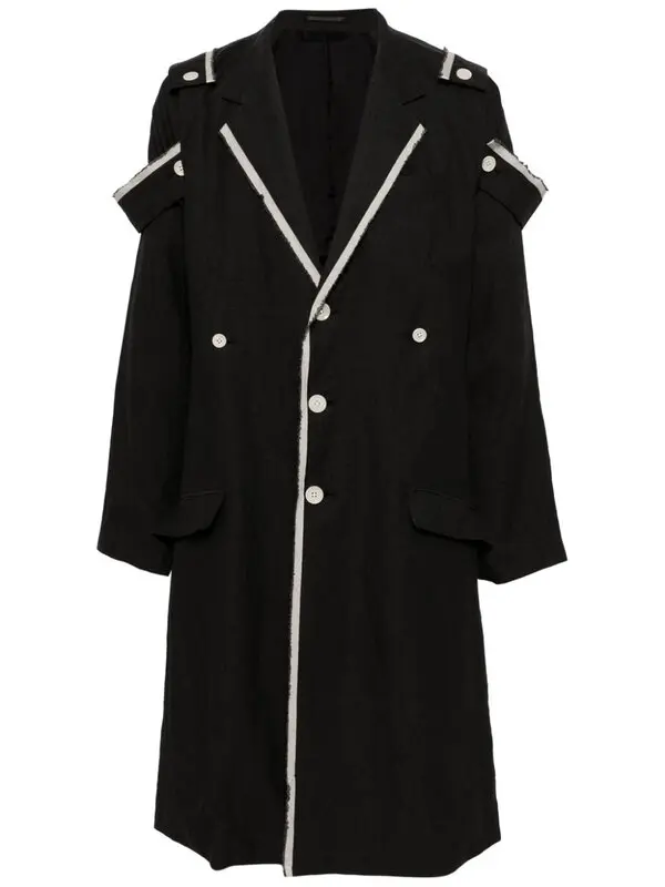 Yohji Yamamoto Contrast-trim Ramie Coat