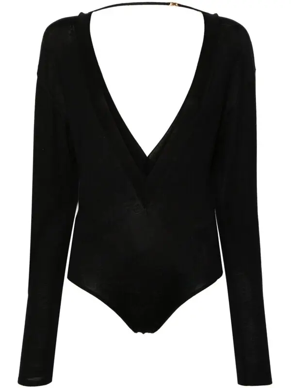 Saint Laurent V-neck Fine-knit Bodysuit - Black