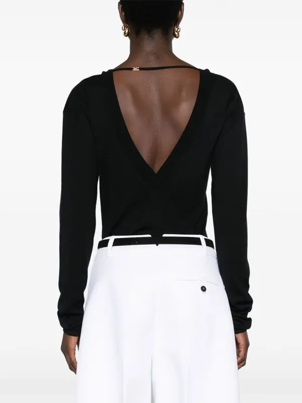 Saint Laurent V-neck Fine-knit Bodysuit - Black