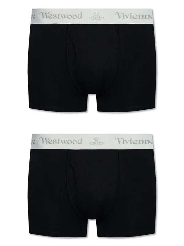 VIVIENNE WESTWOOD Logo-waistband Organic-cotton Blend Boxers - Black