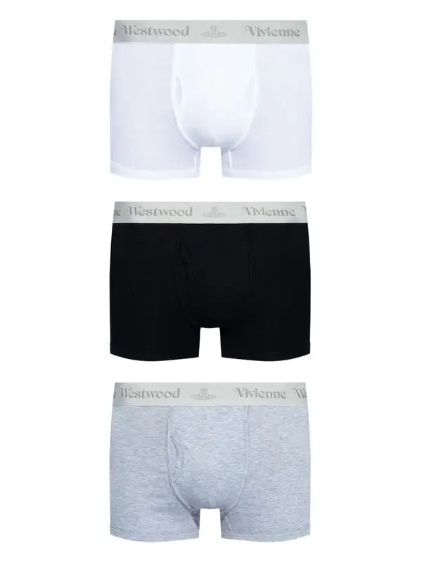 VIVIENNE WESTWOOD Logo-waistband Organic-cotton Blend Boxers - Black