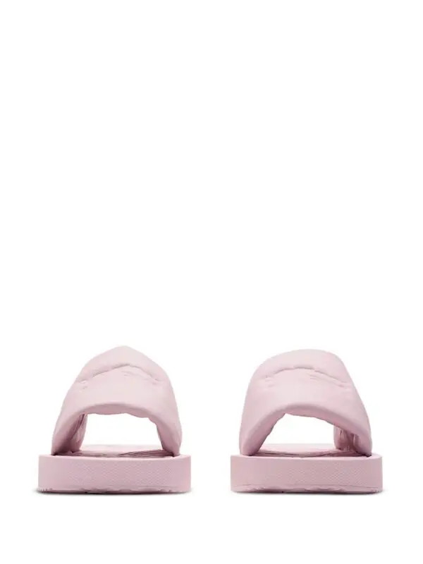 Burberry Debossed Leather Slides - Pink