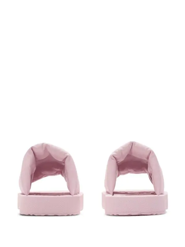 Burberry Debossed Leather Slides - Pink