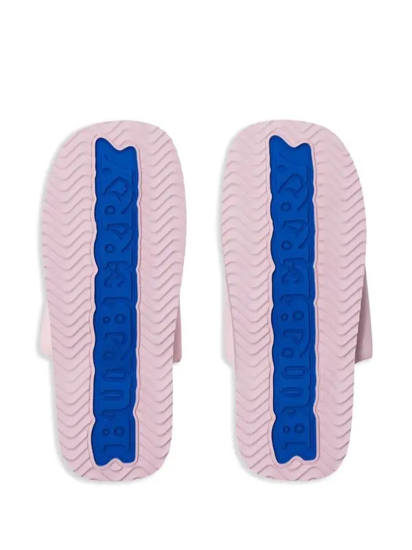 Burberry Debossed Leather Slides - Pink