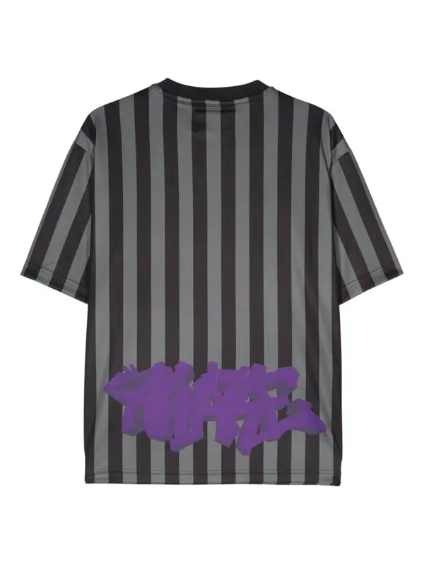 AWAKE NY Logo-embroidered Striped T-shirt - Black