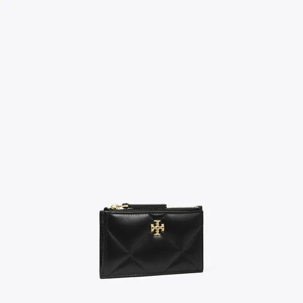 Tory Burch Kira Diamond Quilt Zip Card Case - Black