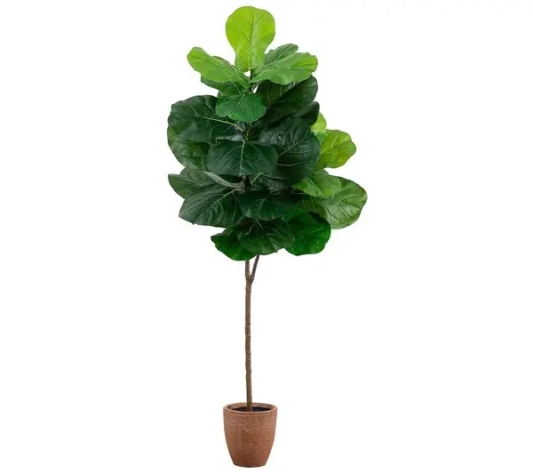 NEARLY NATURAL 6' Leaf Fiddle Leaf Fig Tree In Anter - One-color