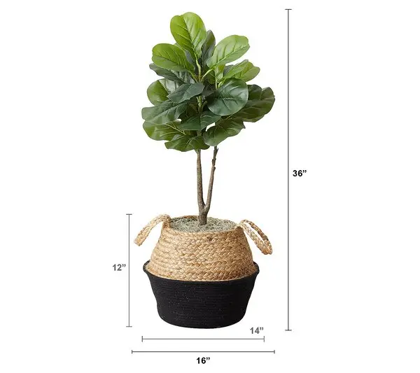 NEARLY NATURAL 3' Artificial Fiddle Leaf Fig Tr Ee Diy Kit