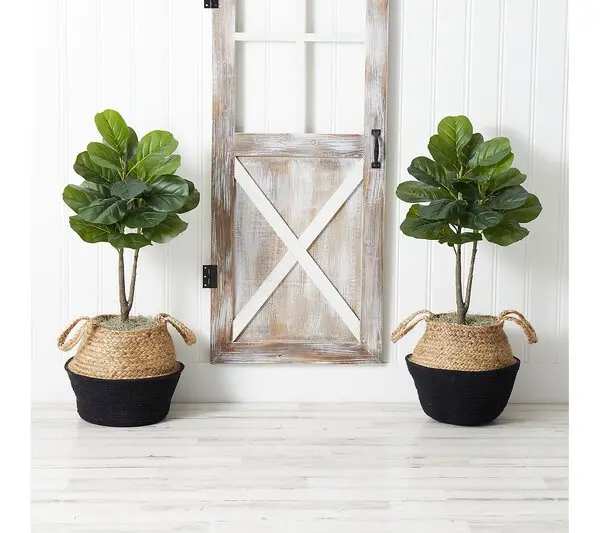 NEARLY NATURAL 3' Artificial Fiddle Leaf Fig Tr Ee Diy Kit