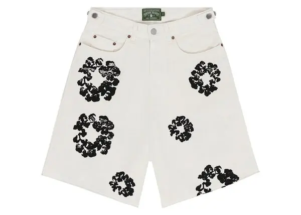 DENIM TEARS Cotton Wreath Denim Shorts - White