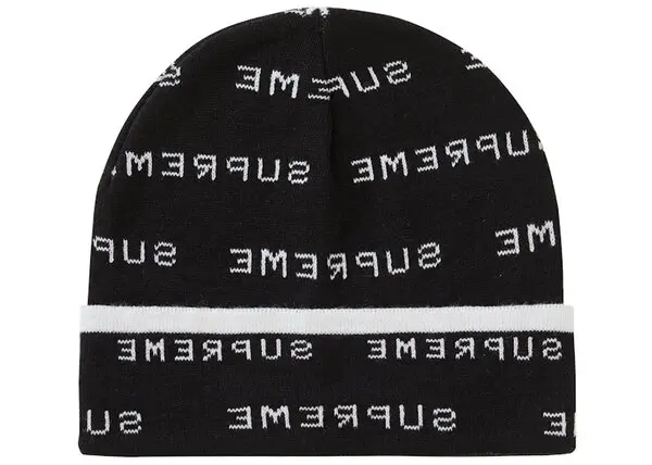 Supreme Logo Repeat Beanie - Black