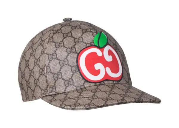 Gucci Apple Print Gg Velcro Strap Capwhite - Ebony/beige/red