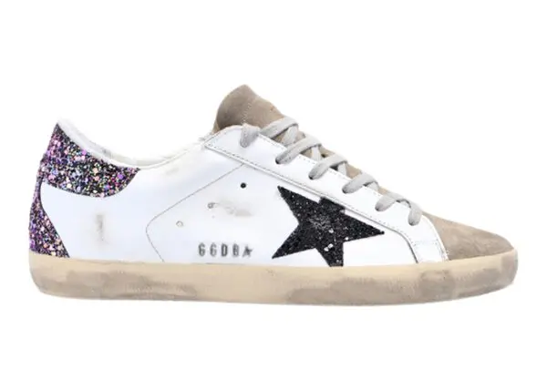 GOLDEN GOOSE Super-star Sneakers - White/black/multi Glitter