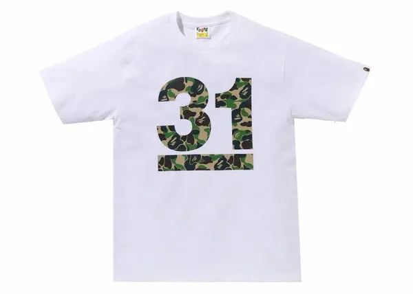 A BATHING APE 31st Anniversary Abc Camo Tee Shirt - White/green