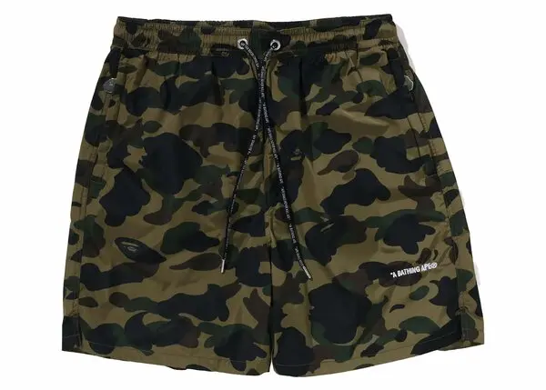 A BATHING APE 1st Camo Beach Shorts - Green