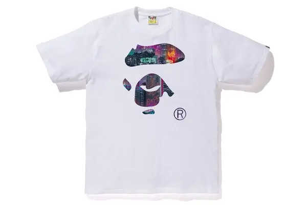 A BATHING APE Neon Tokyo Ape Face Tee Shirt - White