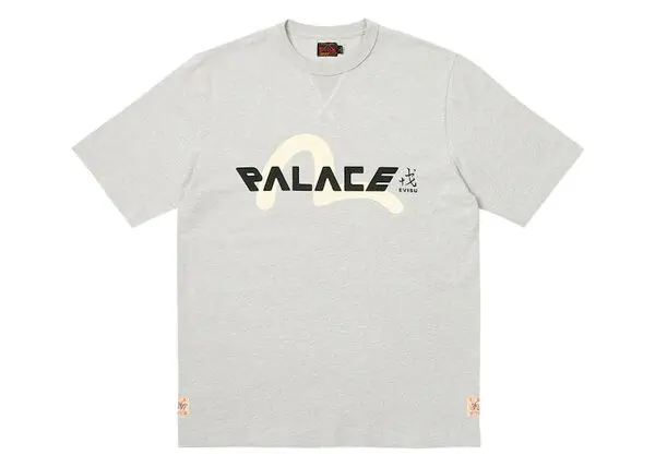 PALACE X Evisu Logo T-shirt - Grey Marl