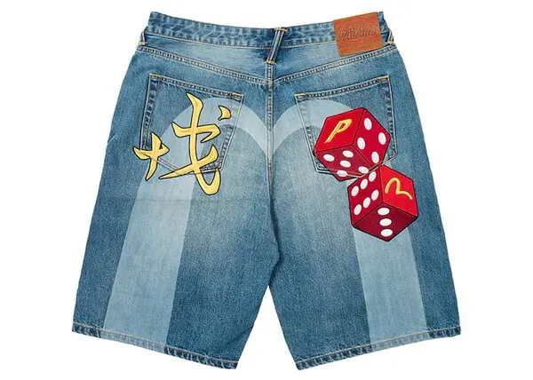 PALACE X Evisu Long Denim Shorts - Light Wash
